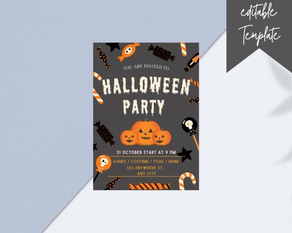 Editable Halloween Party Invitation Template: Spooktacular Ghost Theme ...