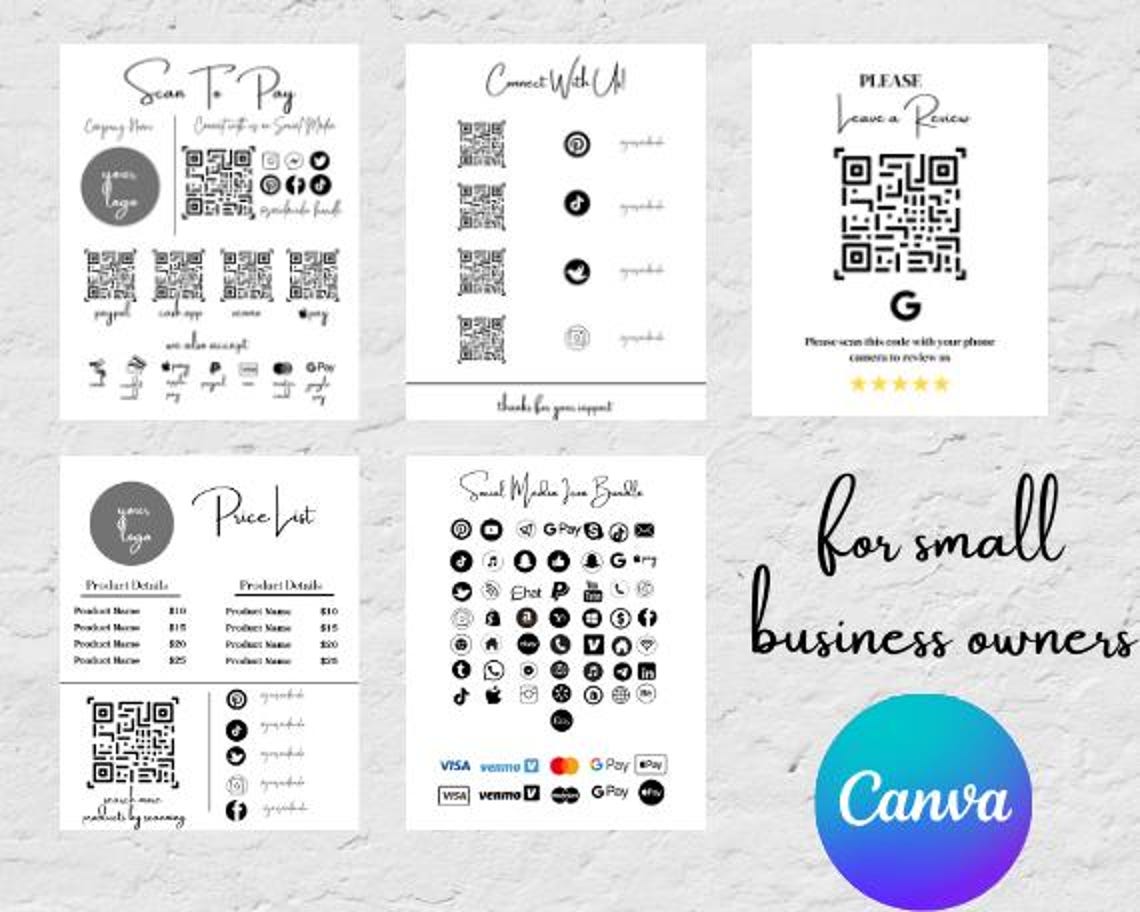 Editable Scan to Pay Template, Printable QR Code Scan for Small ...