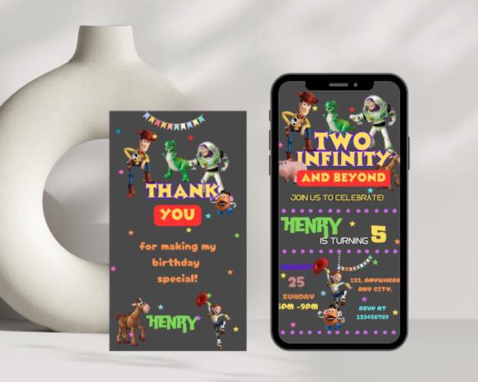 Editable Two Infinity and Beyond Birthday Invitation Template ...