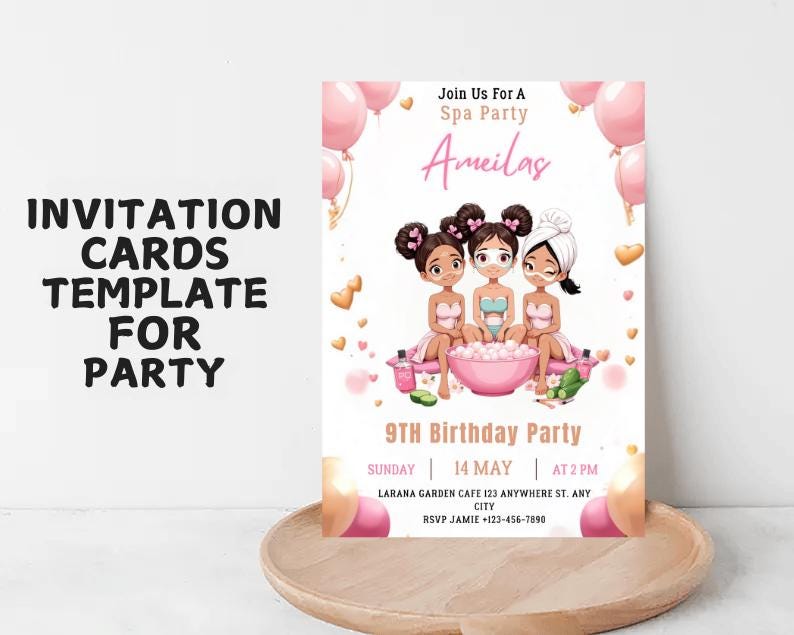 Girls Spa Birthday, Spa Party Birthday Invitation, Pamper Party Invite ...