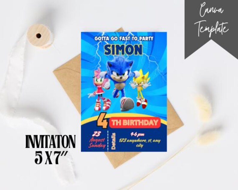 Blue Character Birthday Invitation | Editable Kids Party Canva Template ...
