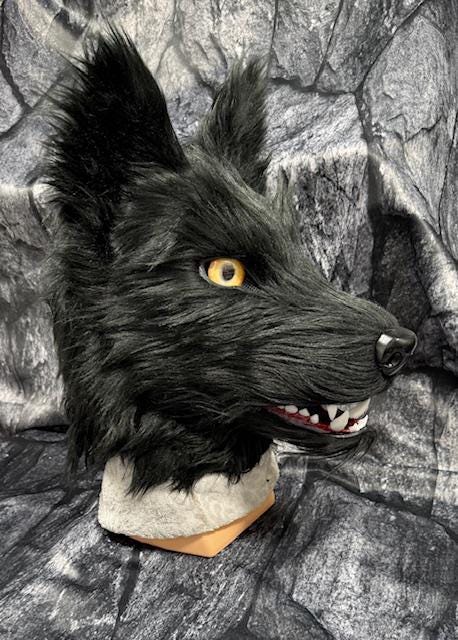 Semi-realistic Wolf Full Head Mask, Fursuit Partial, Fur Suit Head ...