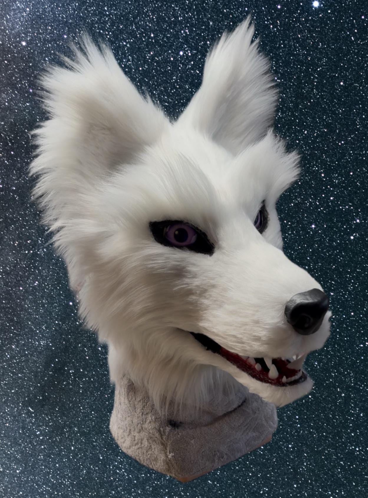 Semi-realistic Wolf Full Head Mask, Fursuit Partial, Fur Suit Head ...