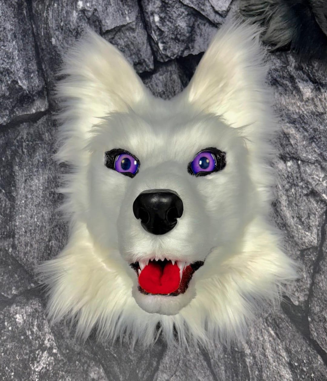 Semi-realistic Wolf Full Head Mask, Fursuit Partial, Fur Suit Head ...