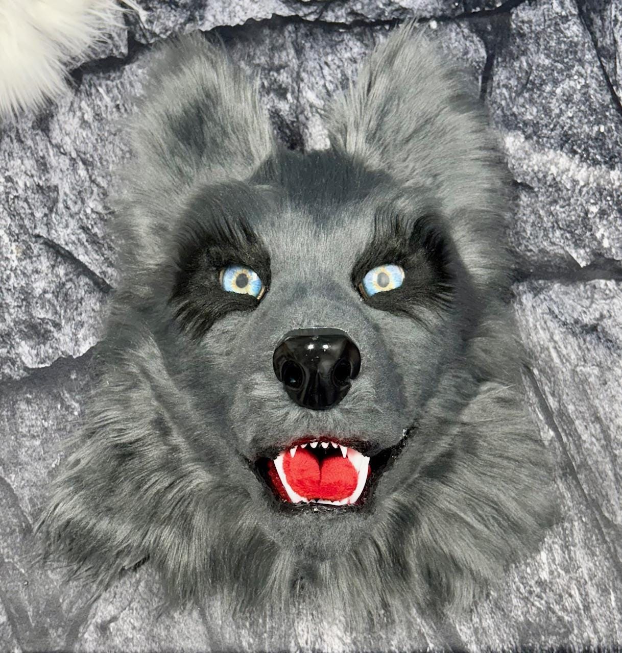 Semi-realistic Wolf Full Head Mask, Fursuit Partial, Fur Suit Head ...