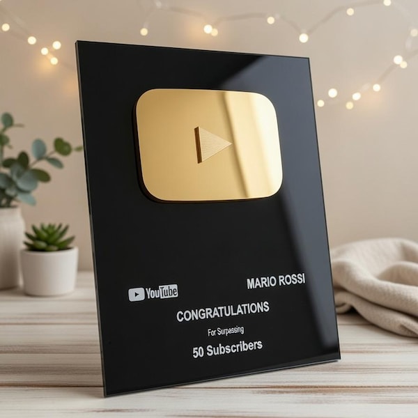 Youtube plaque - Etsy España