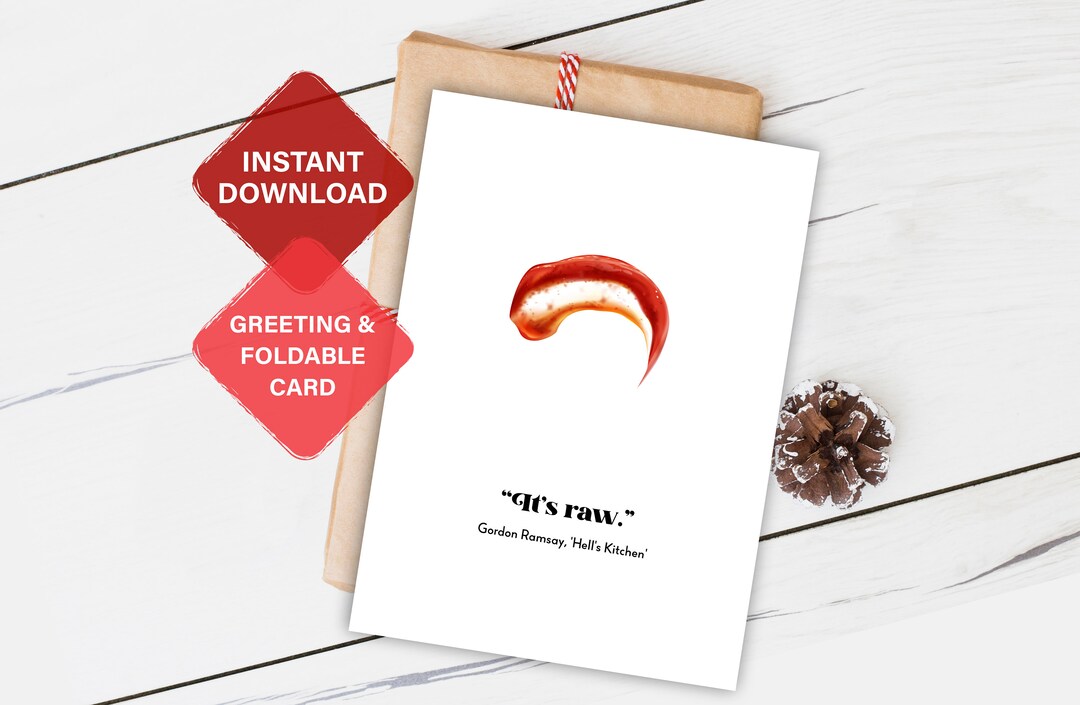 Gordon Ramsay Inspired Birthday Card Printable Greeting Folded Postcard ...