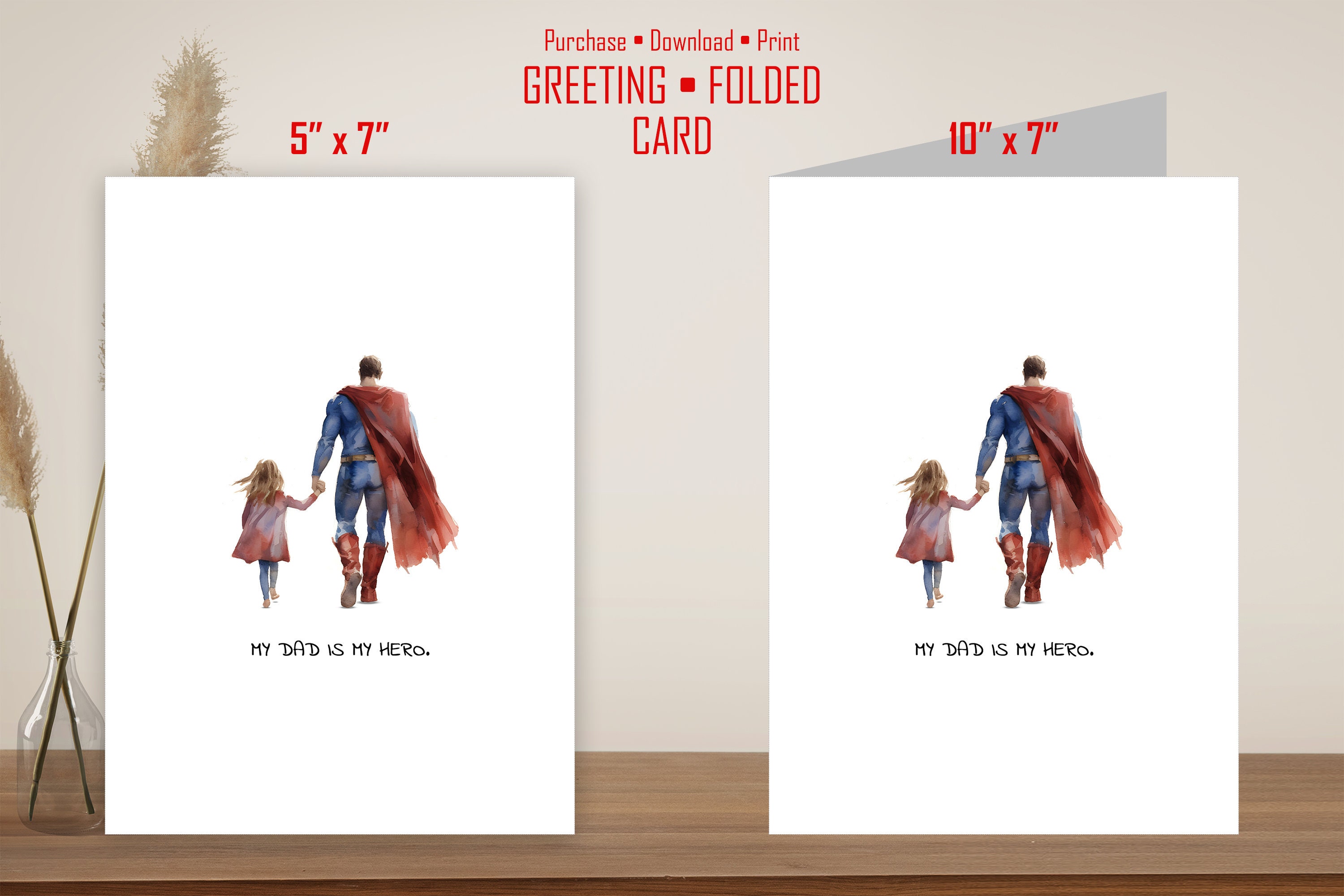 Superhero Dad Birthday Card, Instant Download Printable Card, Last ...