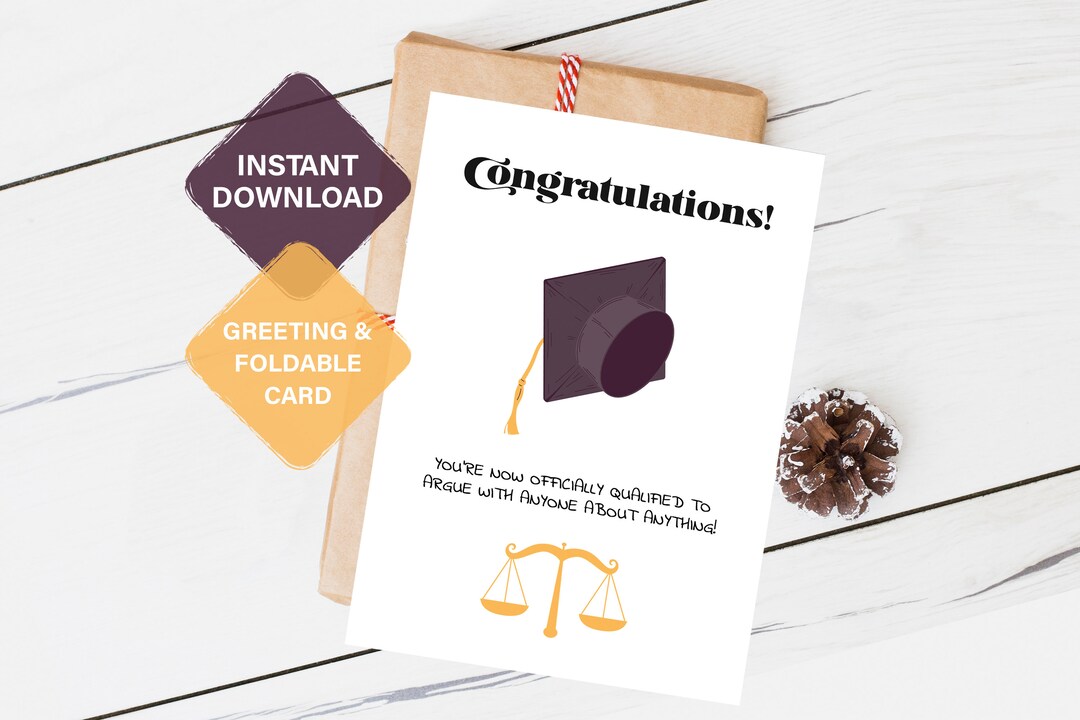 Personalized Printable Lawyer Graduation Card, Custom Grad Card for New ...