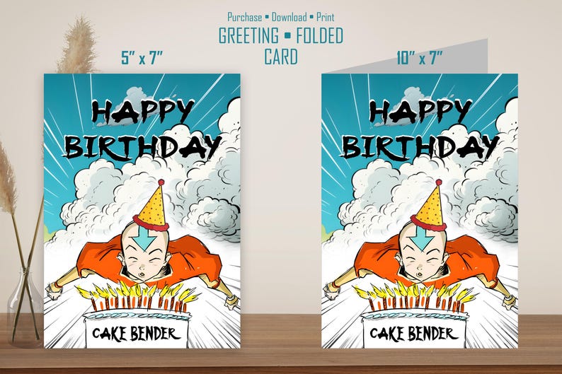Atla Birthday Card, Printable Comic Card for Fans, Fun Digital Download ...