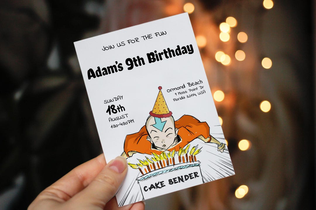 Printable Personalized Atla Birthday Invitation Card, Atla Theme Kids ...