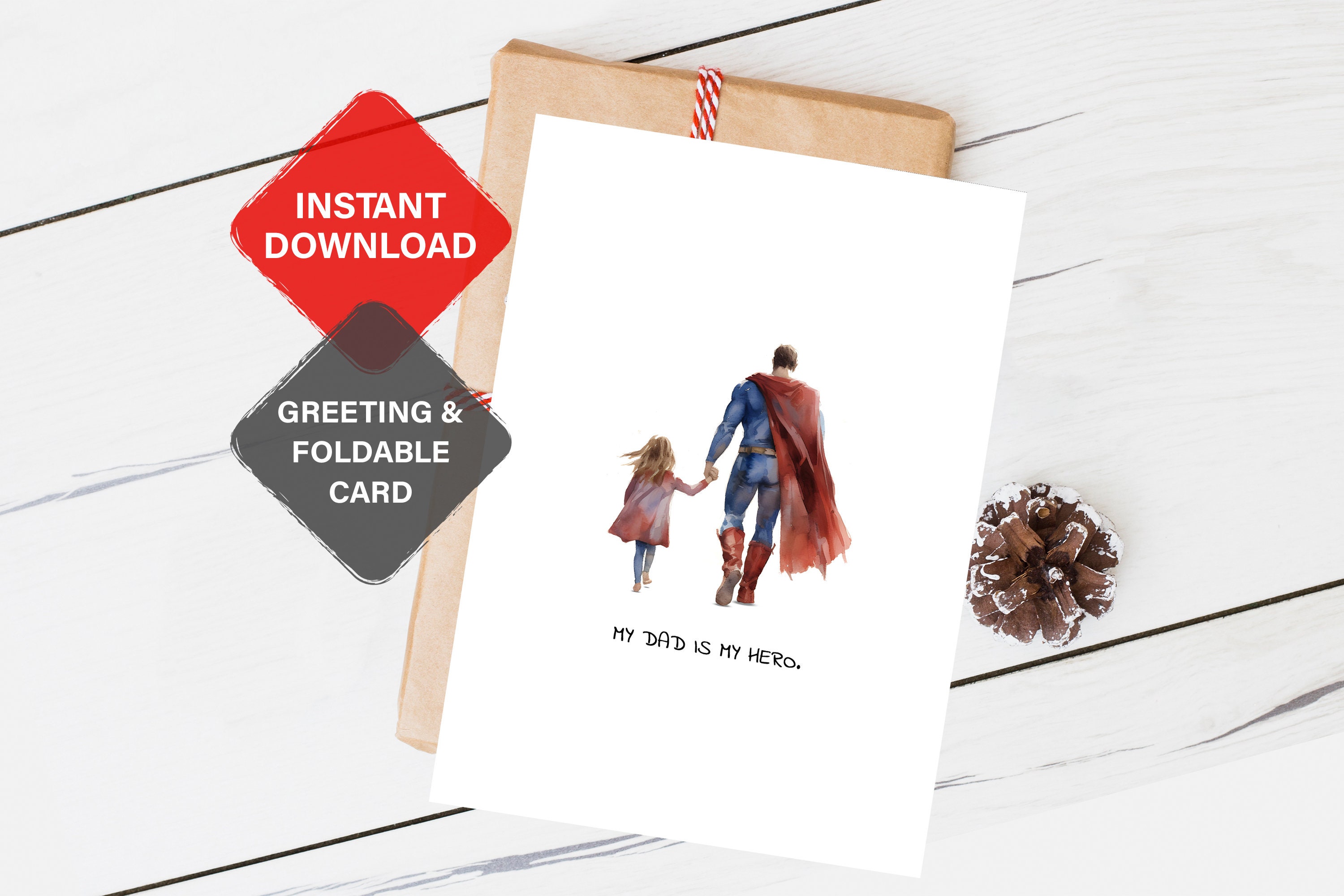 Superhero Dad Birthday Card, Instant Download Printable Card, Last ...
