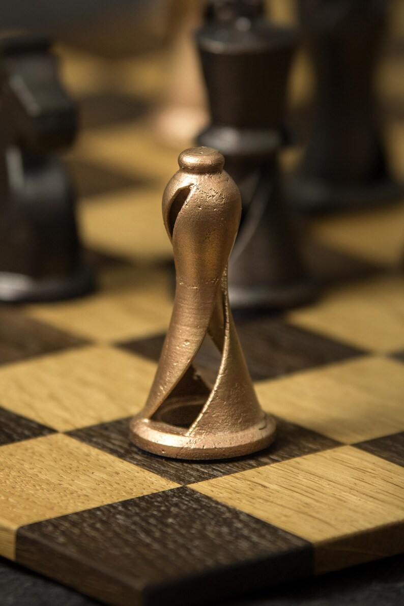 Chess Set "adam" With Cast Bronze Figures. Hollow Design for Familiar ...
