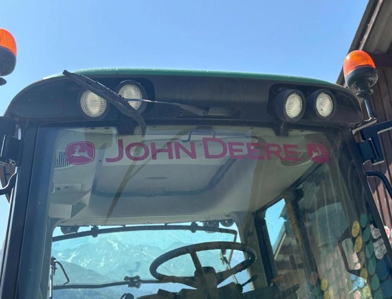 John Deere Tractor Sunstrip Window Windscreen Sticker Decal Vinyl Pink ...