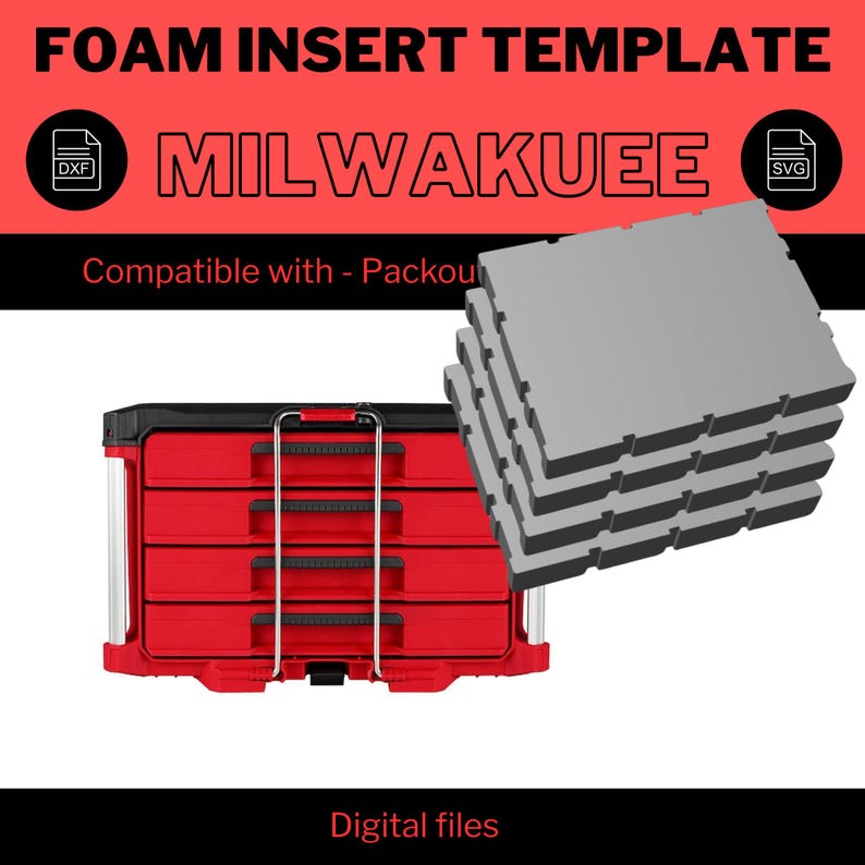 Milwaukee Packout Foam Insert Template | DXF SVG Digital File | Tool ...