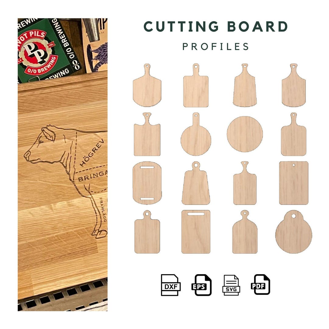 16 Cutting Board Shapes | Digital Templates for Cnc, Laser, Plotter ...