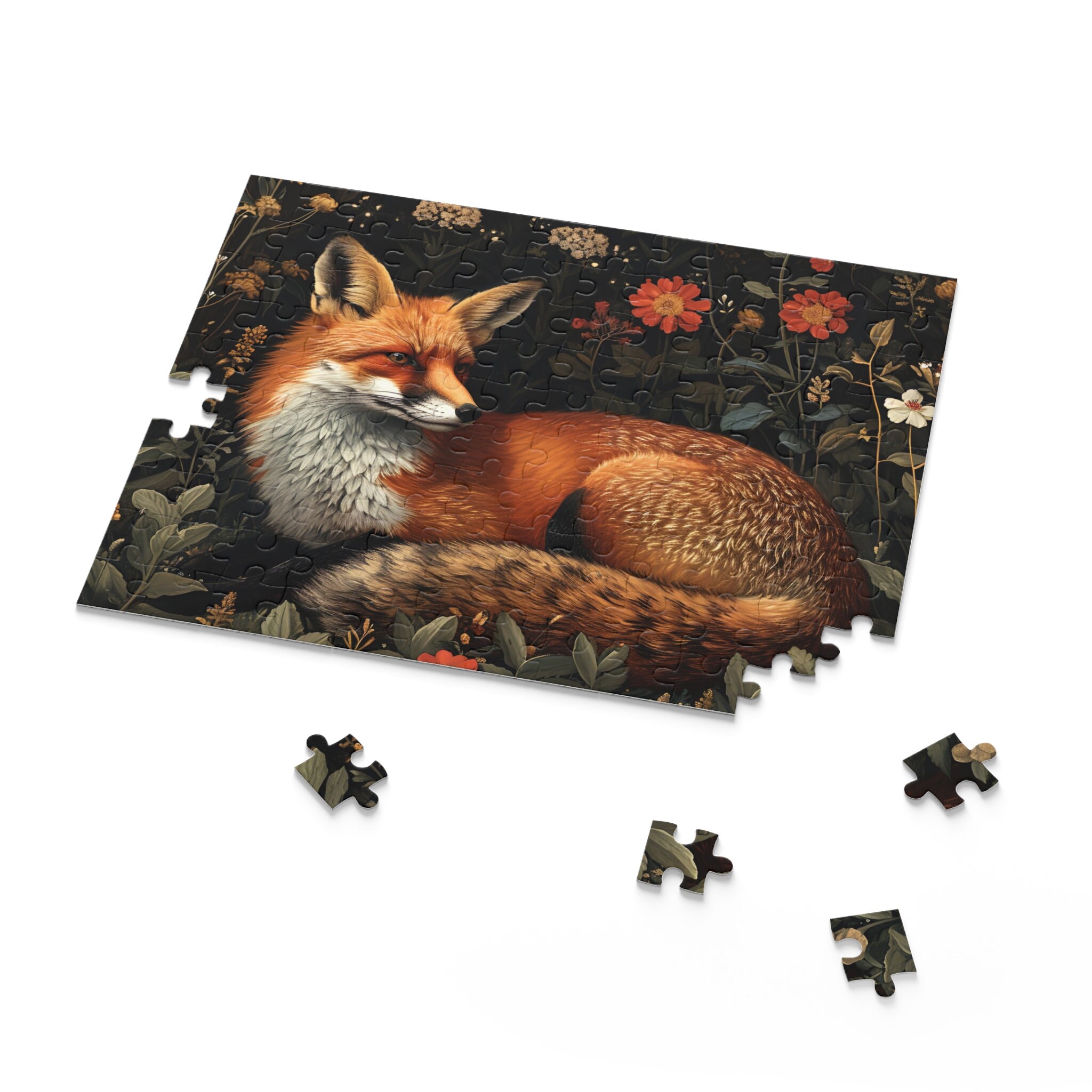William Morris Style Fox in a Forest Puzzle Enchanting 120, 252, 500 ...