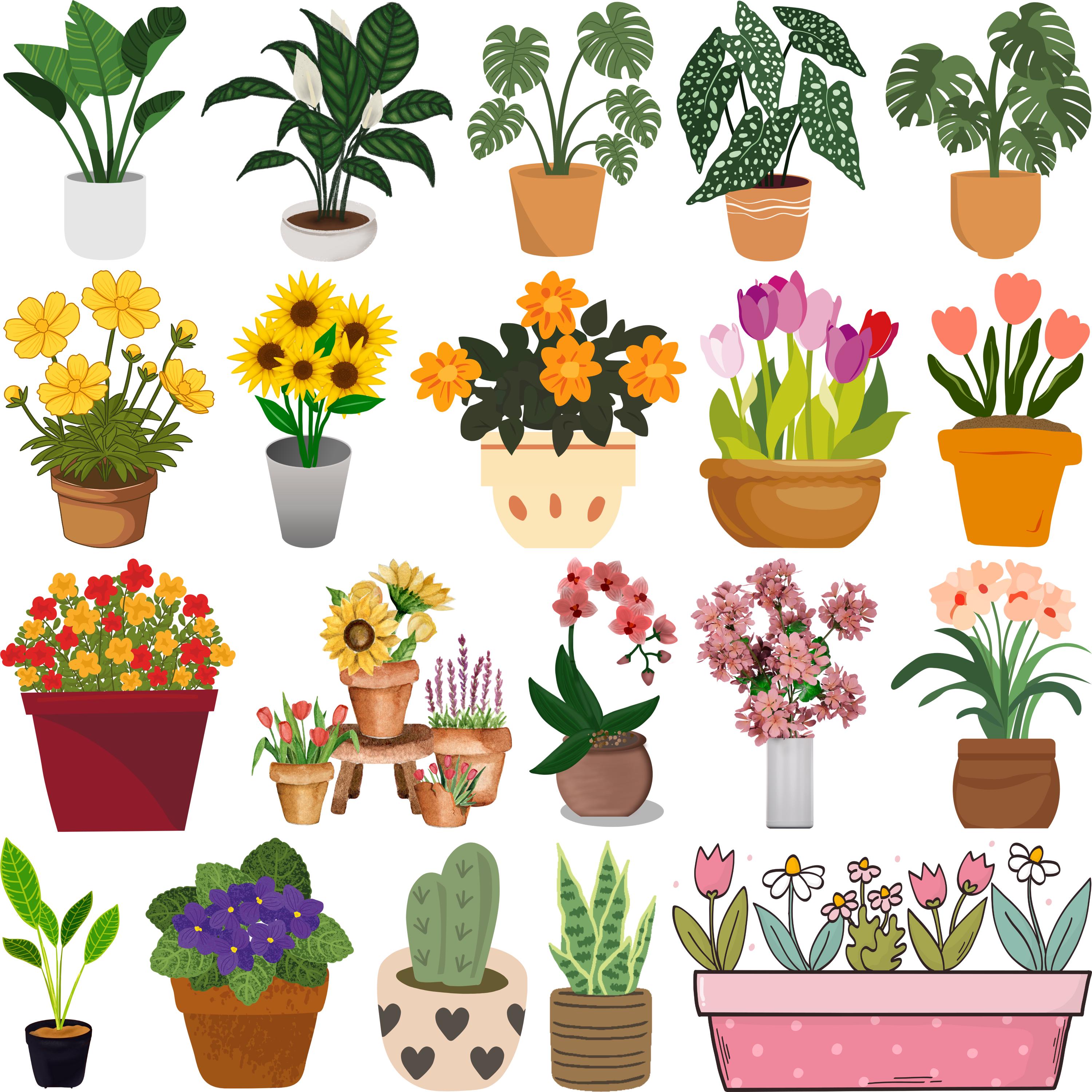 Flower Pot Svg Bundle, Plant Svg Bundle, Potted Plant SVG Bundle ...