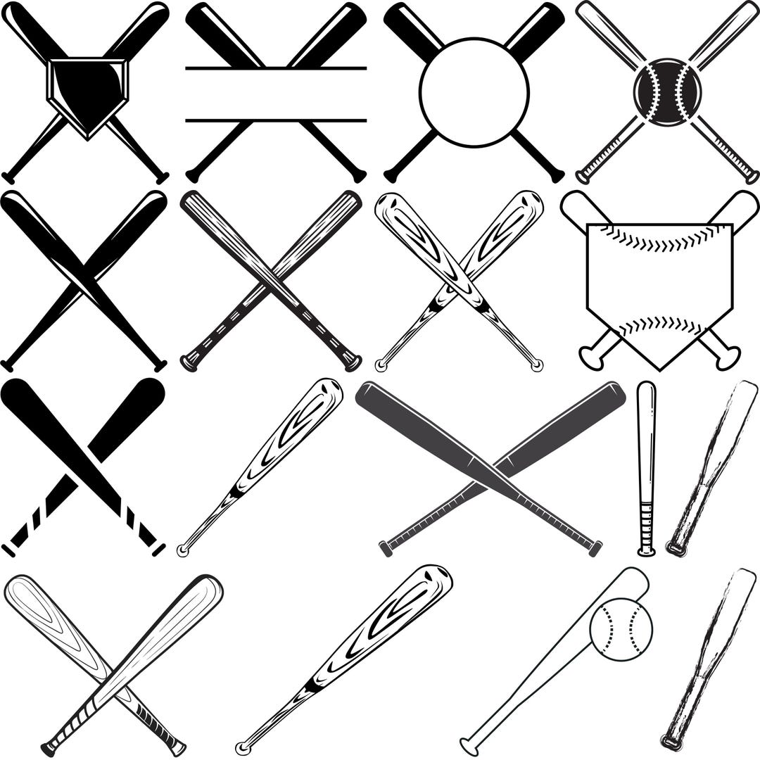Baseball Bat SVG, Baseball Monogram Svg, Crossed Baseball Bats Svg ...