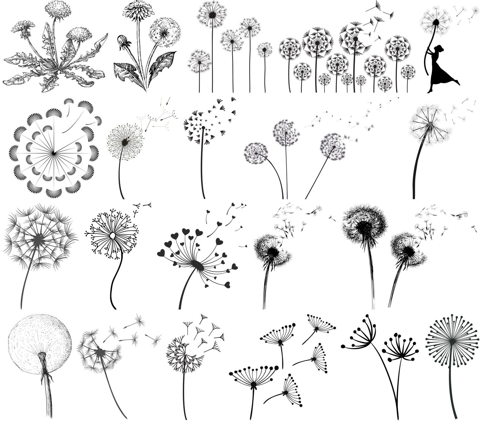 Dandelion Svg Bundle, Dandelion Clipart, Dandelion Cut Files for Cricut ...