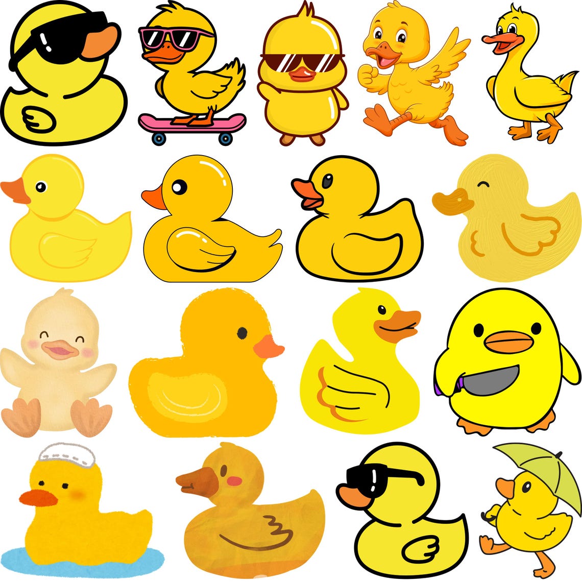 Duck Svg Bundle, Duck Clipart, Duck Cut File, Duck Png, Rubber Duck ...