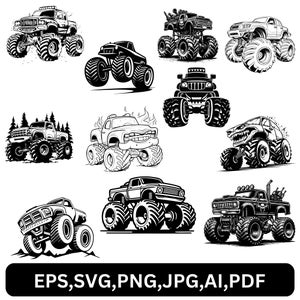 Monster Truck Svg Bundle, Truck Svg, Monster Truck Vector, Car Svg, off ...