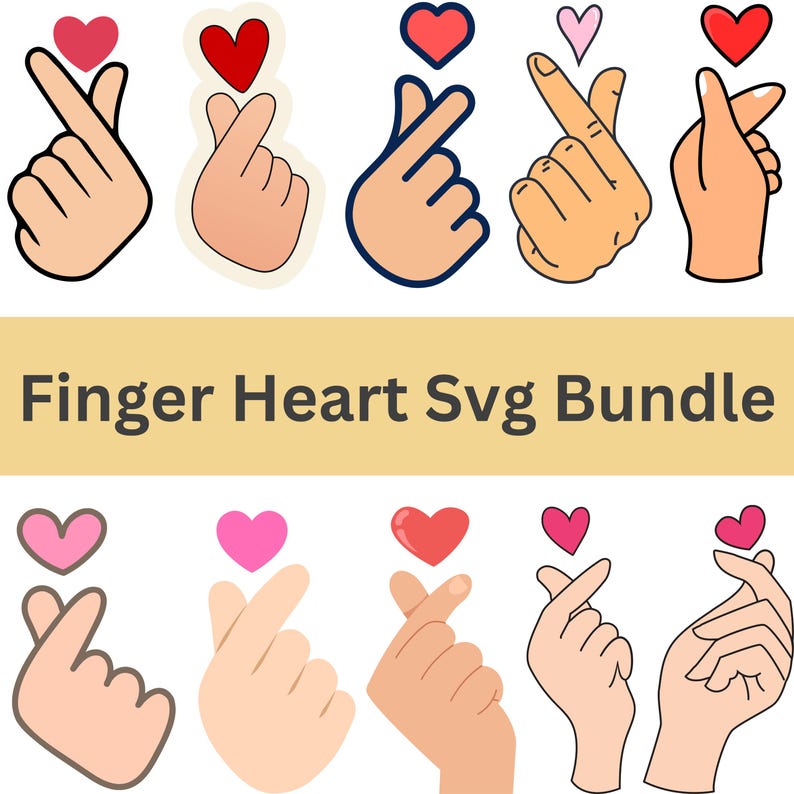 Korean Finger Heart Svg, Finger Heart Cricut , Finger Heart Clipart ...
