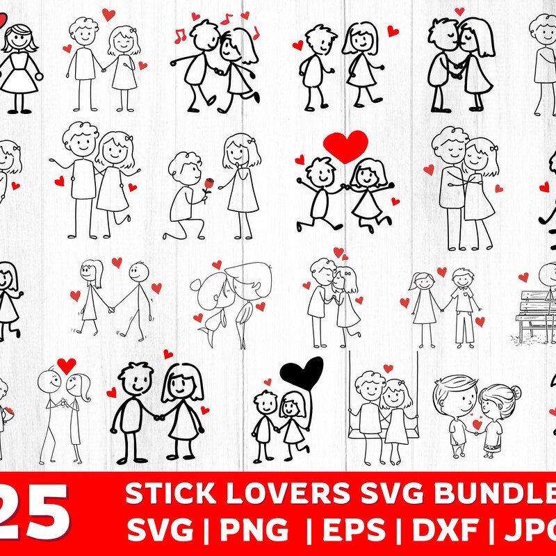 Valentine Stick Figure Clip Art - Etsy