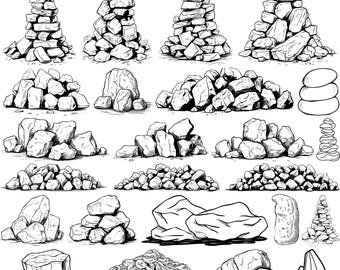 Pile of Stones SVG Bundle, Ile of Stones Eps, Pile of Stones Png, Pile ...