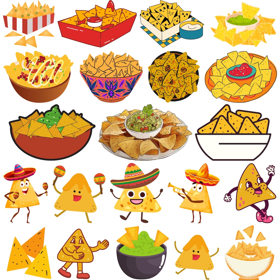 Nachos SVG Bundle, Mexican Food SVG, Nachos Vector, Nachos Outline ...