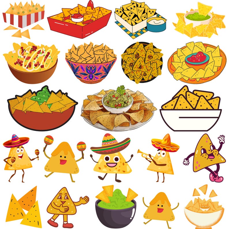 Nachos SVG Bundle, Mexican Food SVG, Nachos Vector, Nachos Outline ...