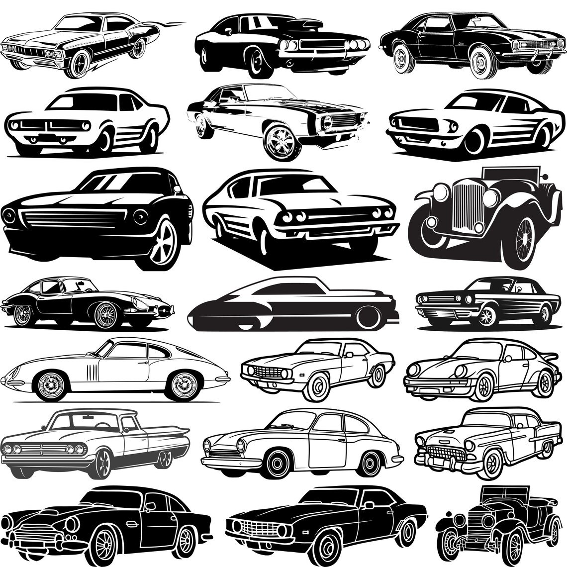 Muscle Car SVG Bundle, Muscle Car Clipart, Classic Muscle Cars SVG ...
