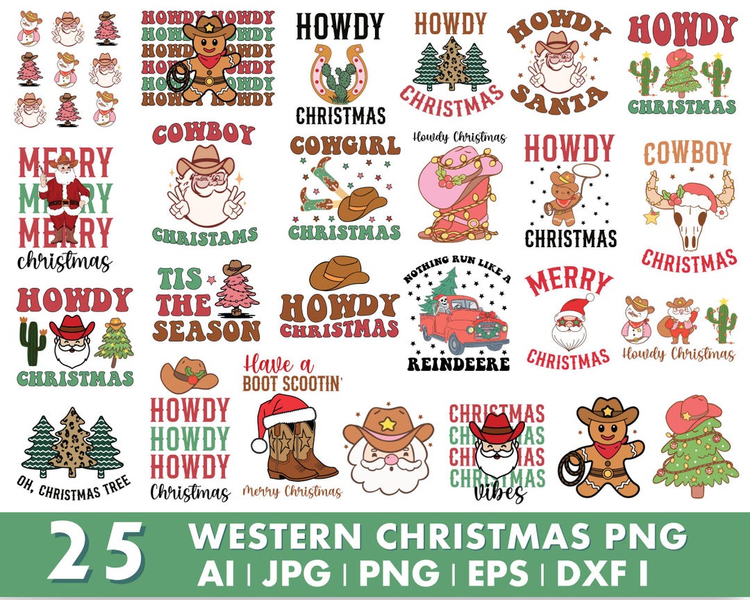 Western Christmas Png Bundle,country Christmas T-shirt Design Png ...