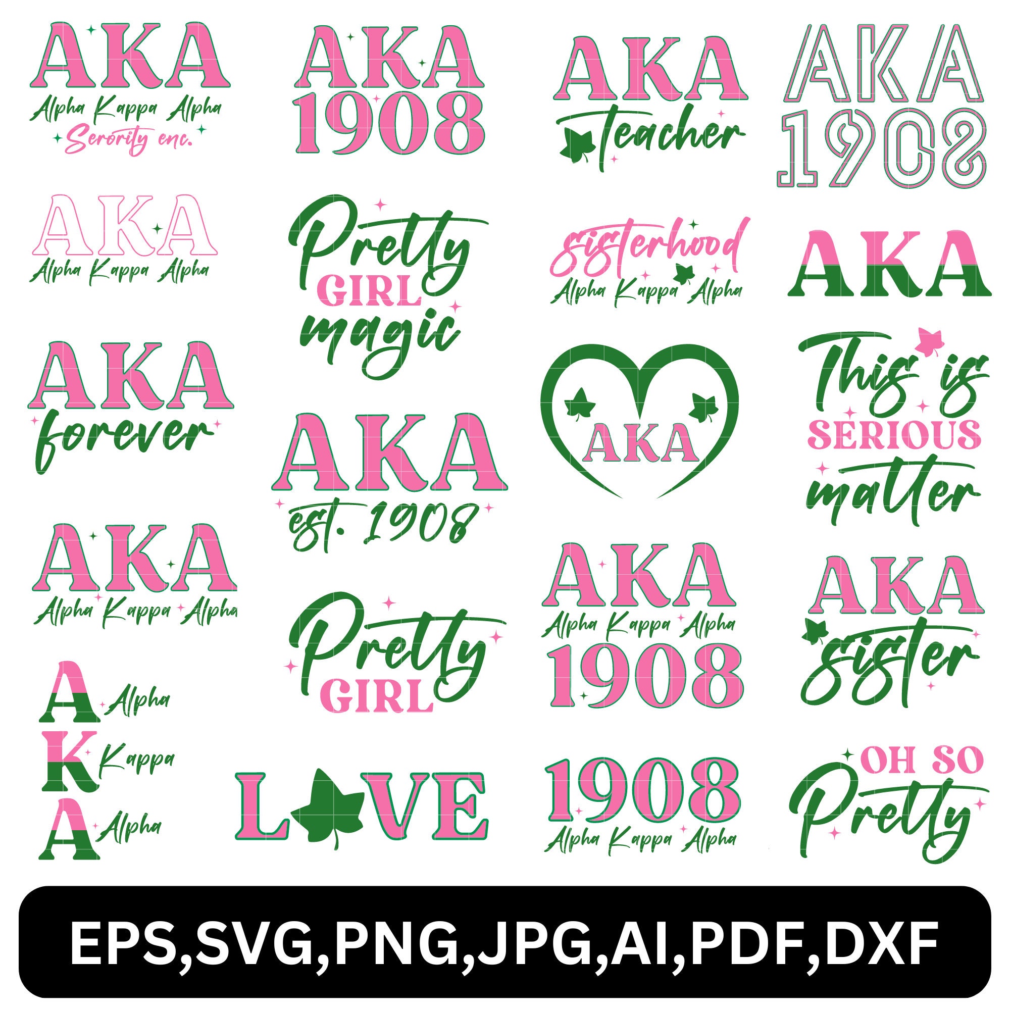 Aka Svg Png Bundle, Alpha Kappa Alpha Svg, AKA Sorority Svg, AKA 1908 ...