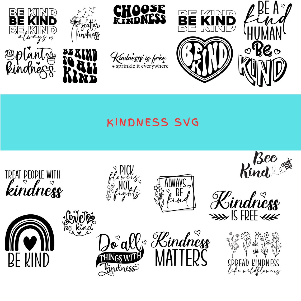 Kindness Svg Bundle, Positive Quote Svg, Kindness Matters Cricut ...