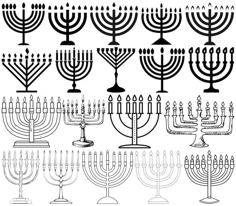 Menorah SVG Bundle, Menorah Cut Files for Cricut, Menorah Vector ...