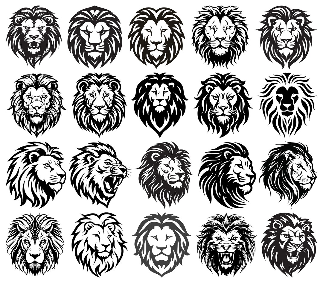 Lion Head SVG Bundle, Lion Silhouettes, Lion Cut File, Lion King Svg ...