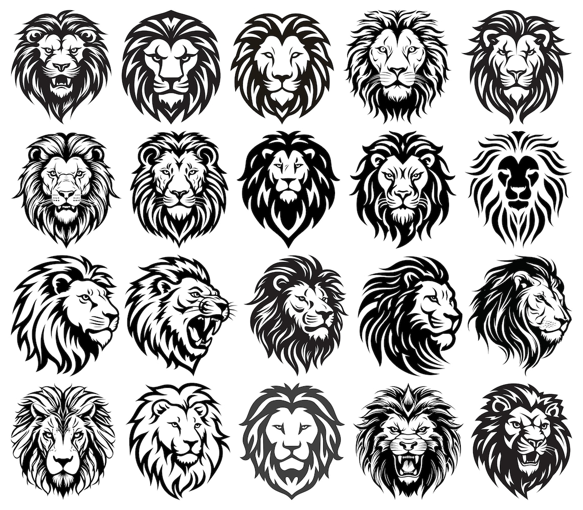 Lion Head SVG Bundle, Lion Silhouettes, Lion Cut File, Lion King Svg ...