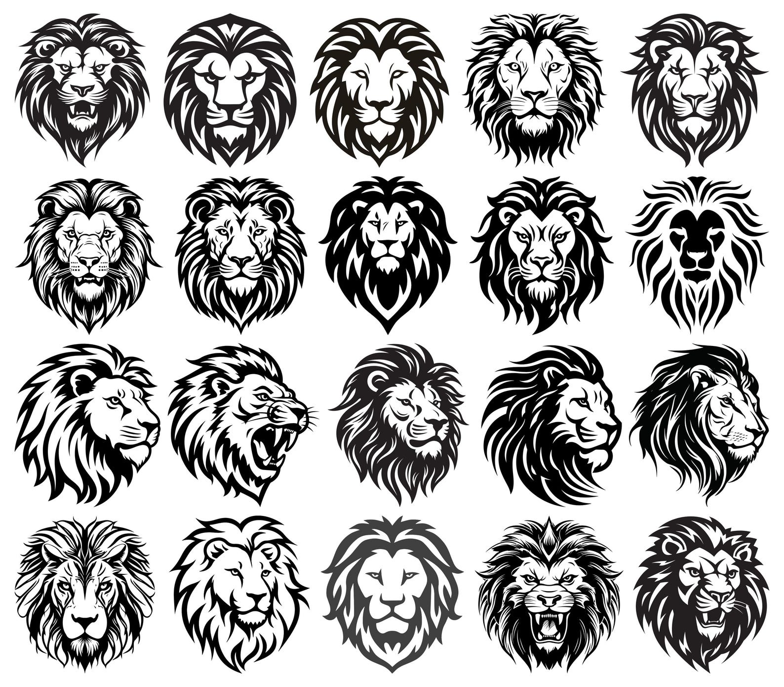 Lion Head SVG Bundle, Lion Silhouettes, Lion Cut File, Lion King Svg ...