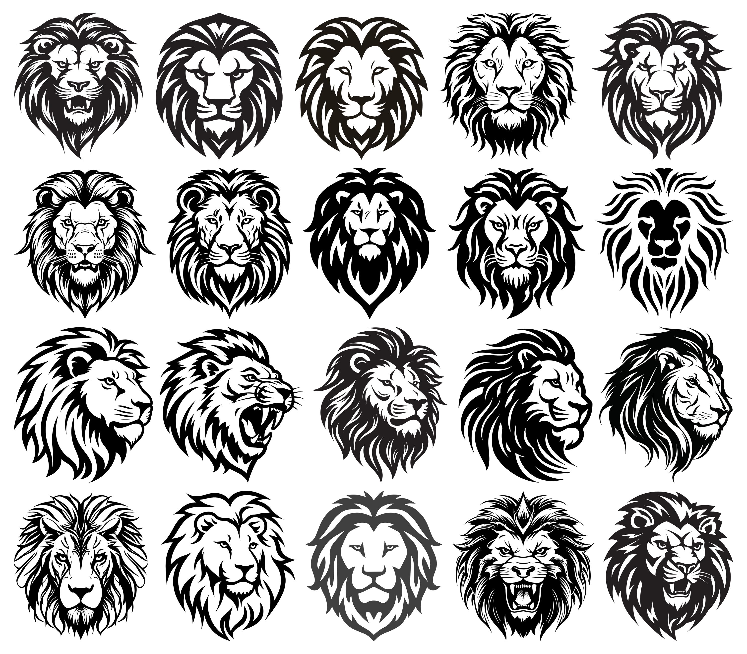 Lion Head SVG Bundle, Lion Silhouettes, Lion Cut File, Lion King Svg ...