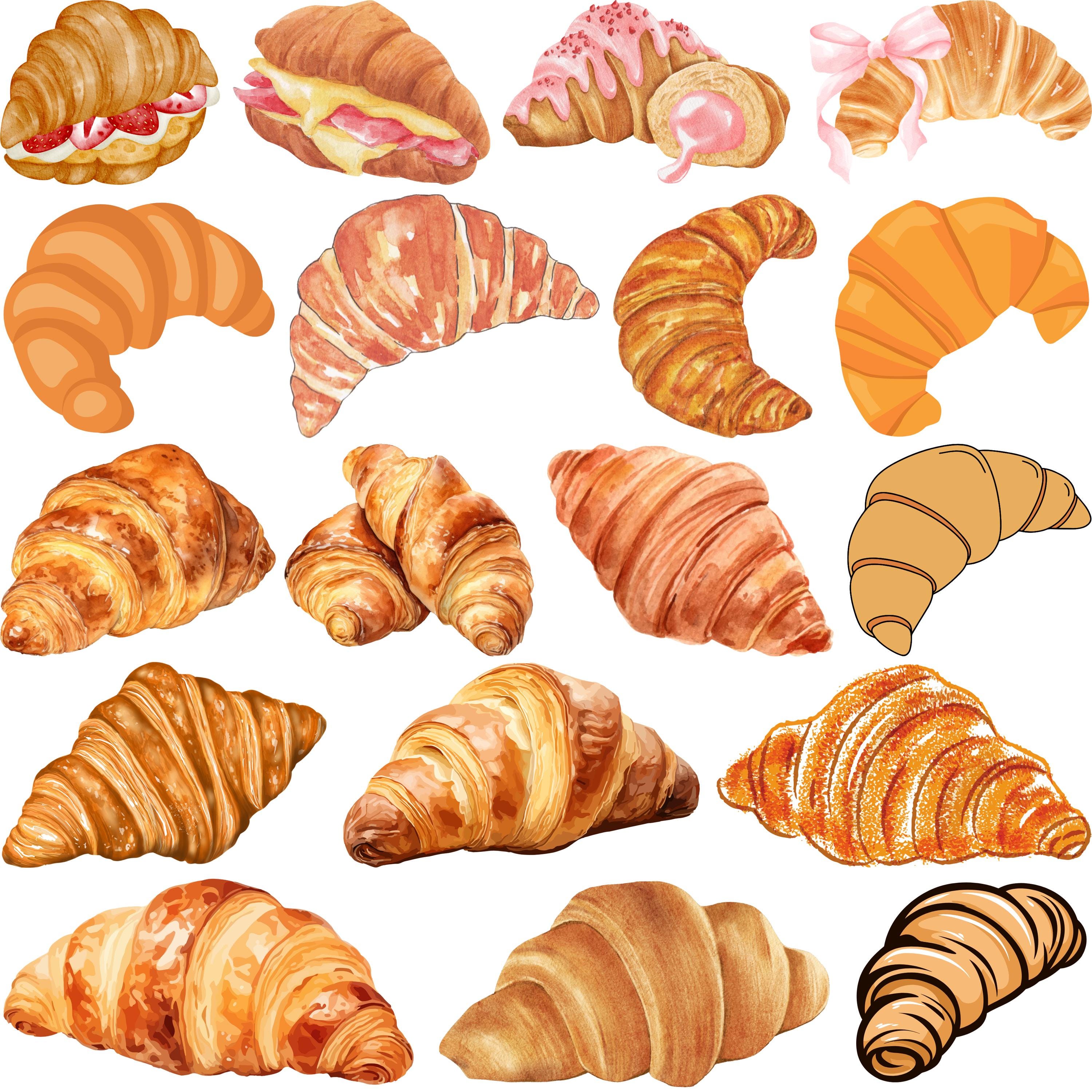 Croissant Svg Bundle, Croissant Clipart Png, Croissant Outline ...