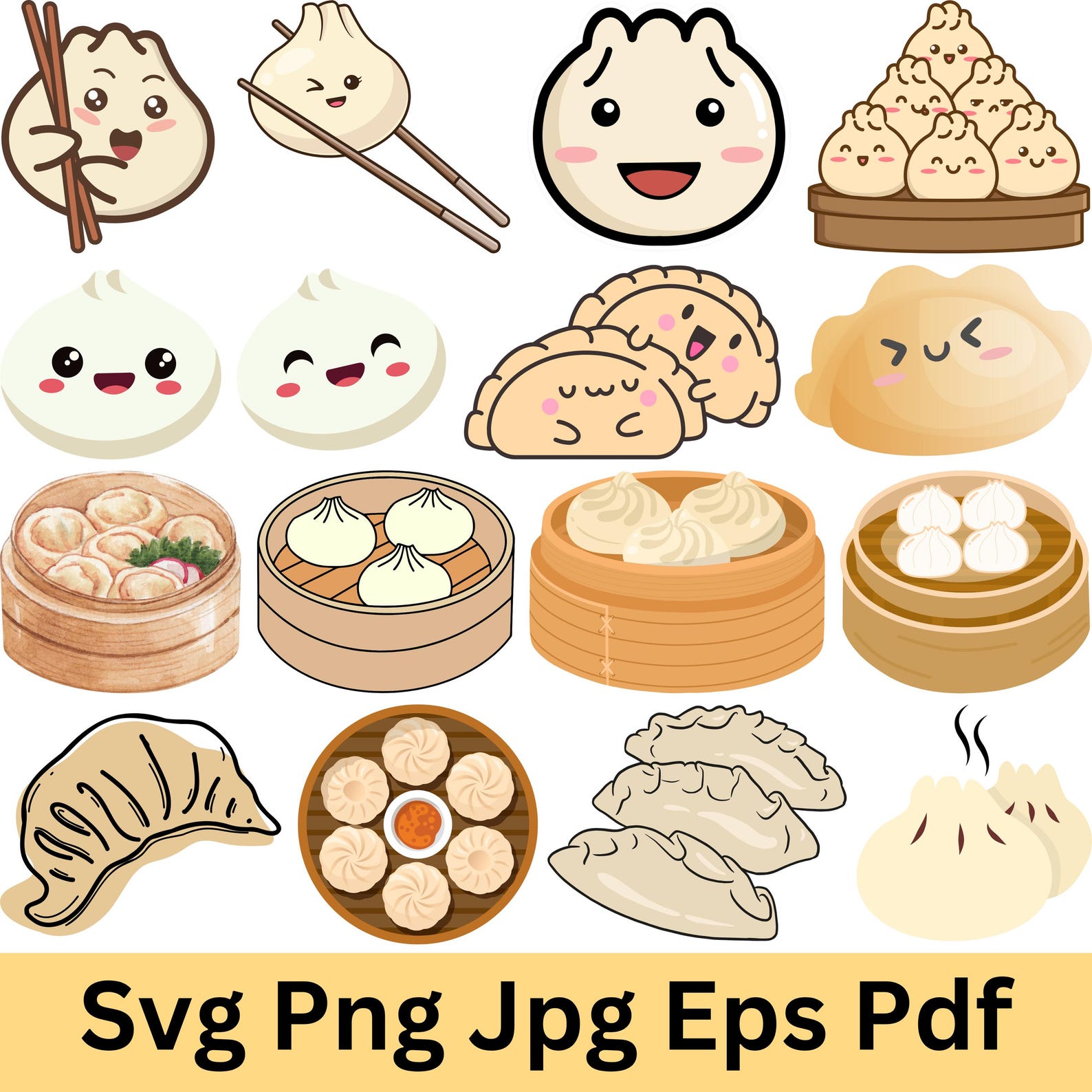 Dumpling SVG, Chinese Food Png, Cute Food Sticker, Cute Dumpling ...