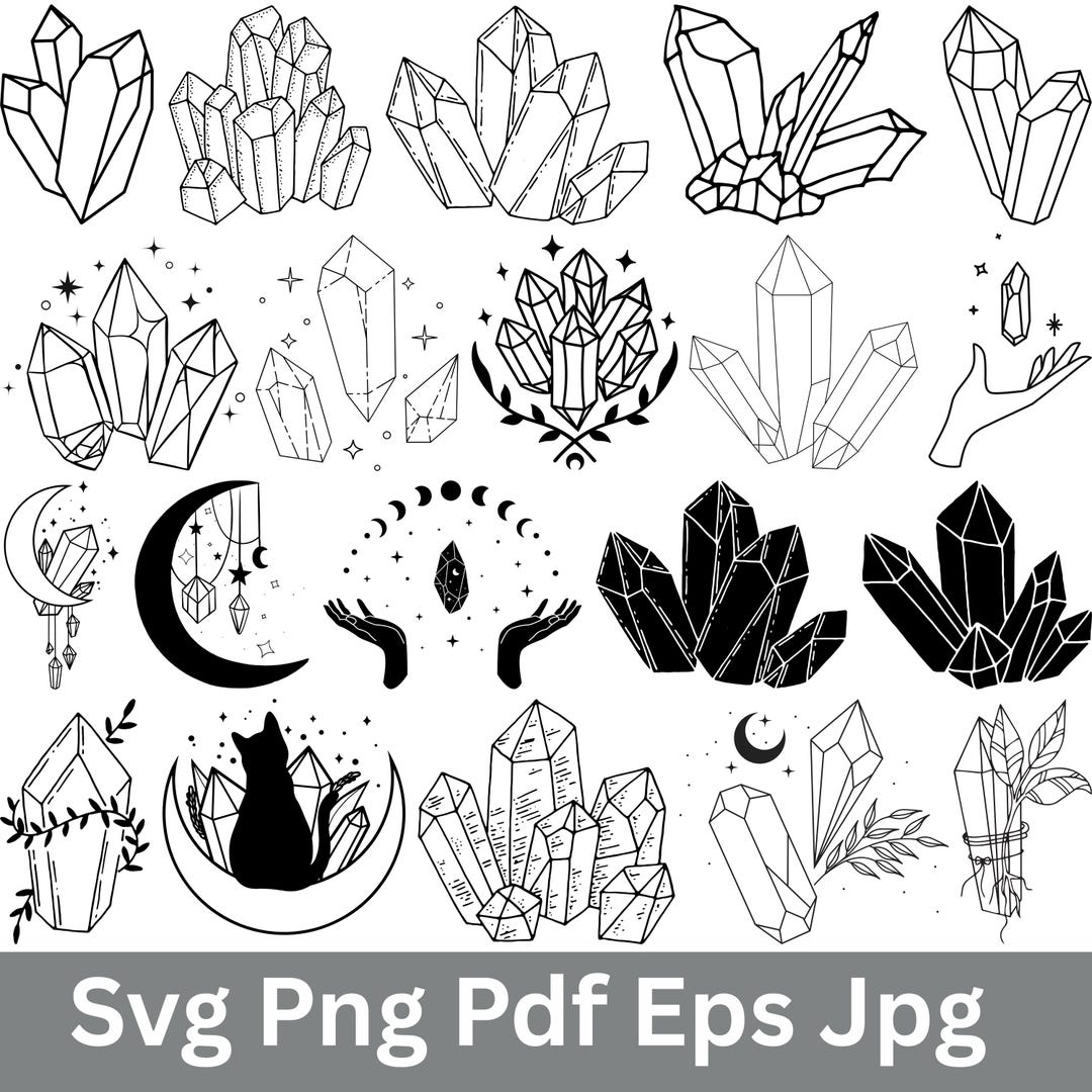 Crystal SVG Bundle, Crystal Clipart,crystals Svg, Mineral Svg, Gemstone ...