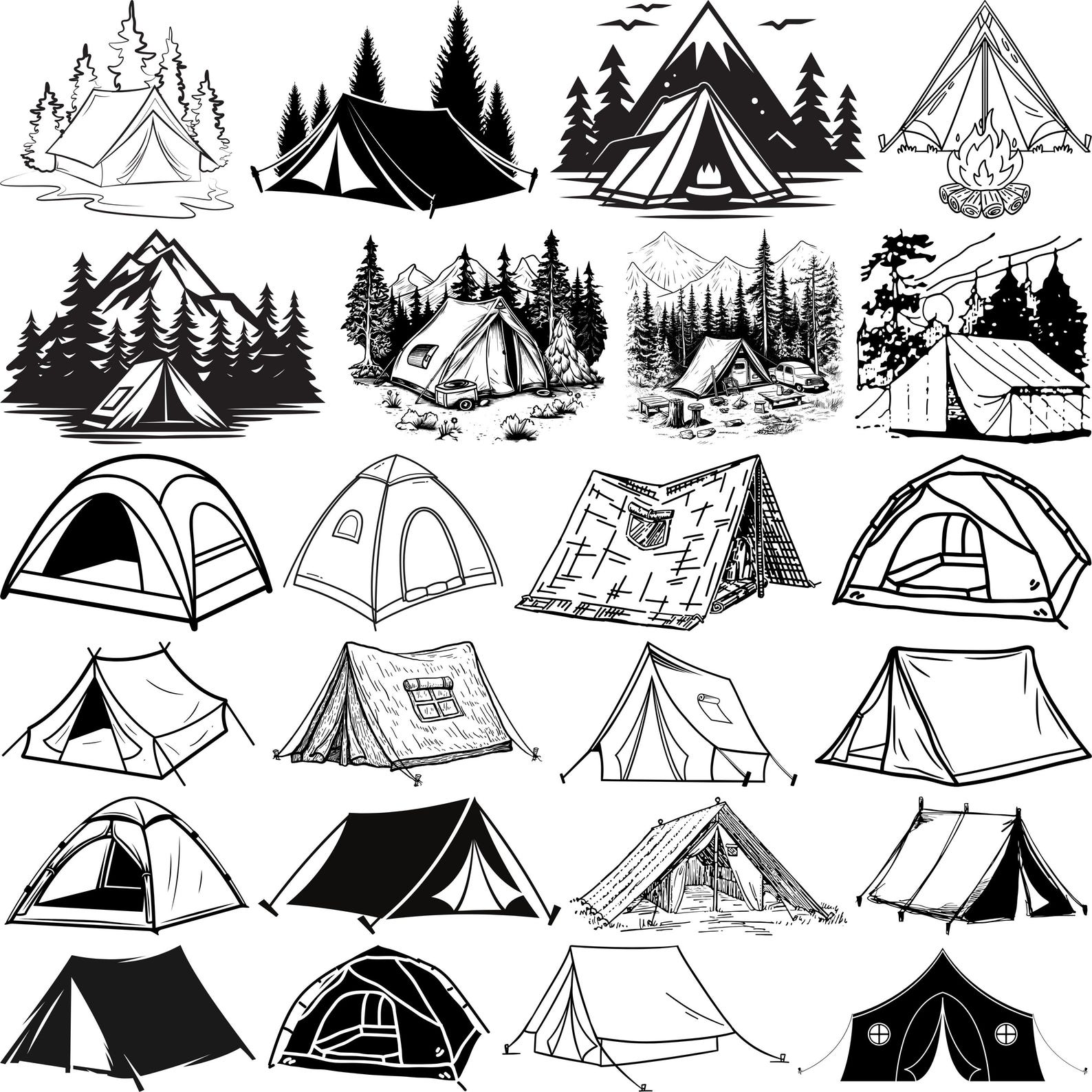 Tent SVG Bundle, Tent Vector, Tent Clipart, Camping Tent Svg, Tent ...