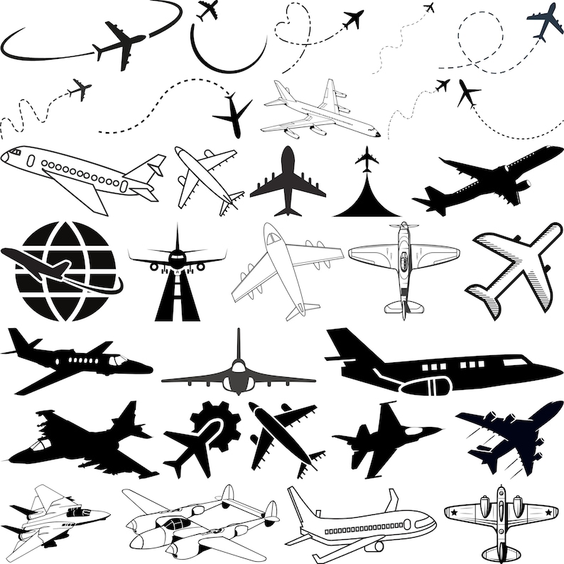 Airplane Svg Bundle, Airplane Heart Svg, Airplane Vector, Airplane ...