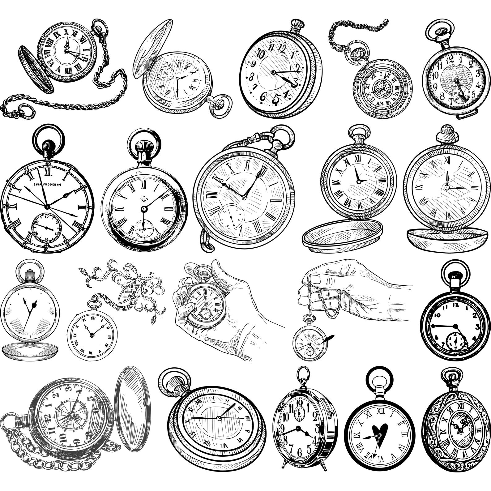 Pocket Watch Svg Bundle, Pocket Watch Vector, Watch Decal, Pocket Watch ...