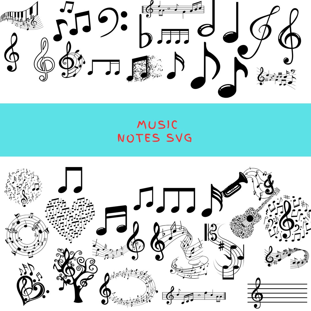 Music Notes Svg, Music Notes Clipart, Music Notes Cut Files for Circuit ...