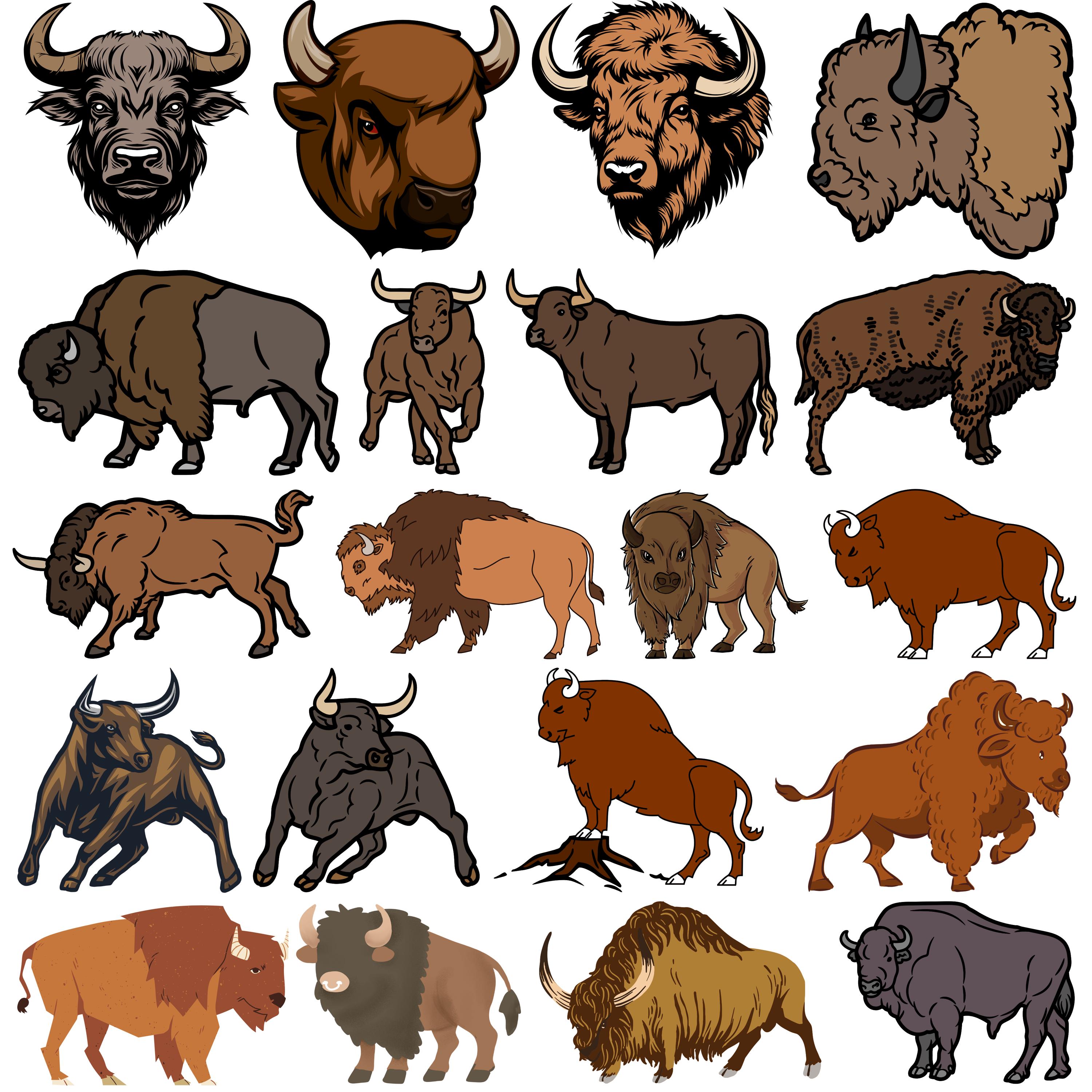 Bison SVG Bundle, Bison Clipart, Bison Silhouette , Bison Cut Files for ...