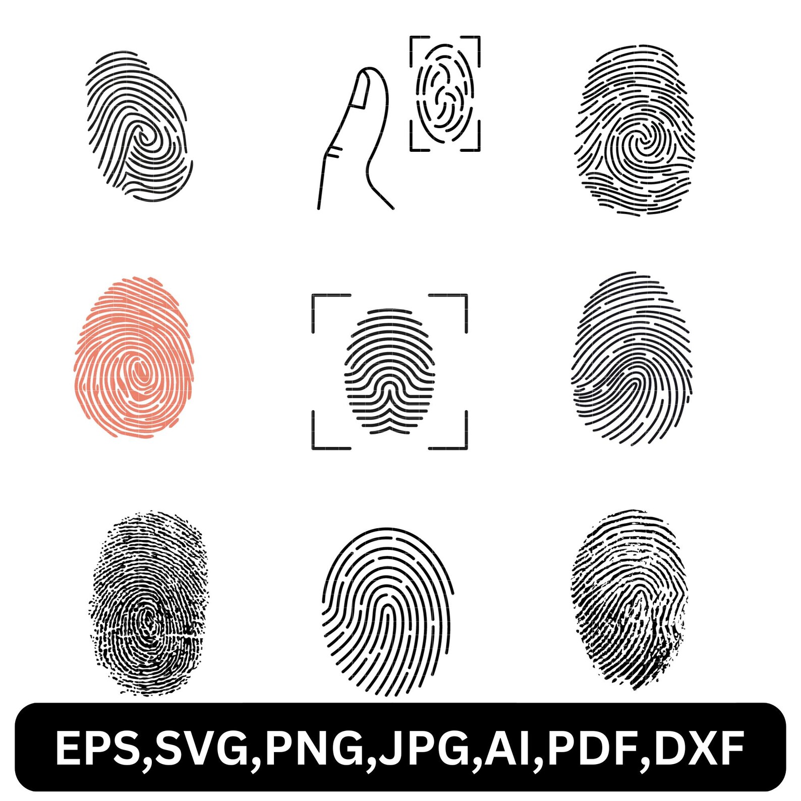 Fingerprint Svg, Thumbprint Svg, Biometric Svg, Fingerprint Silhouette ...