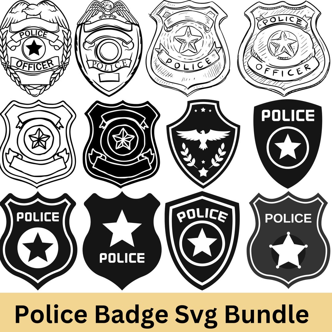 Police Badge Svg Bundle, Badge Silhouette, Security Badge Vector, Badge Cut Files. Security ...